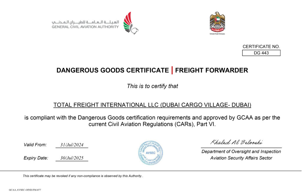 Dangerous Goods (DG) Transportation & Storage Company UAE